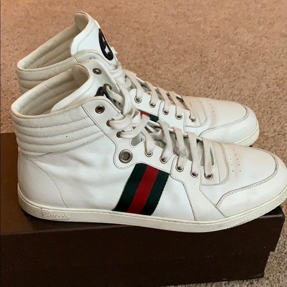 Gucci | Shoes | Authentic Mens High Top White Gucci Shoes Size 2 | Poshmark